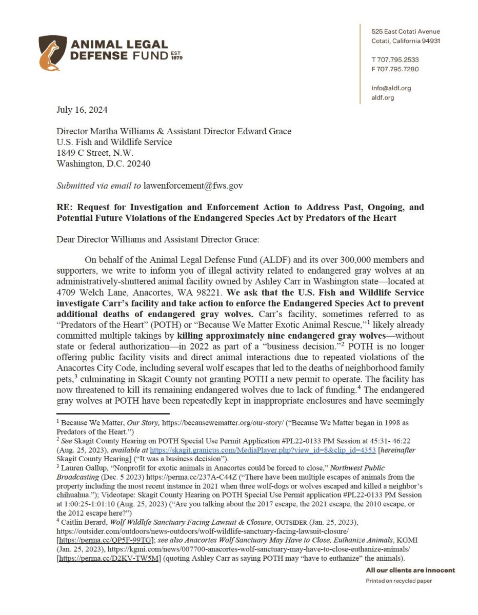 Complaint Demands Endangered Species Act be Enforced Against Washington ...